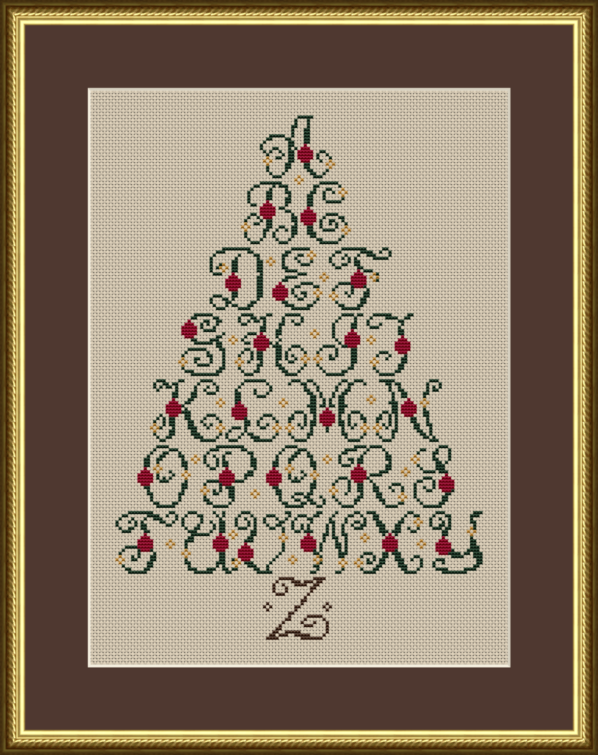 Christmas Tree Alphabet Sampler Cross Stitch Pattern 1182 – Happiness ...