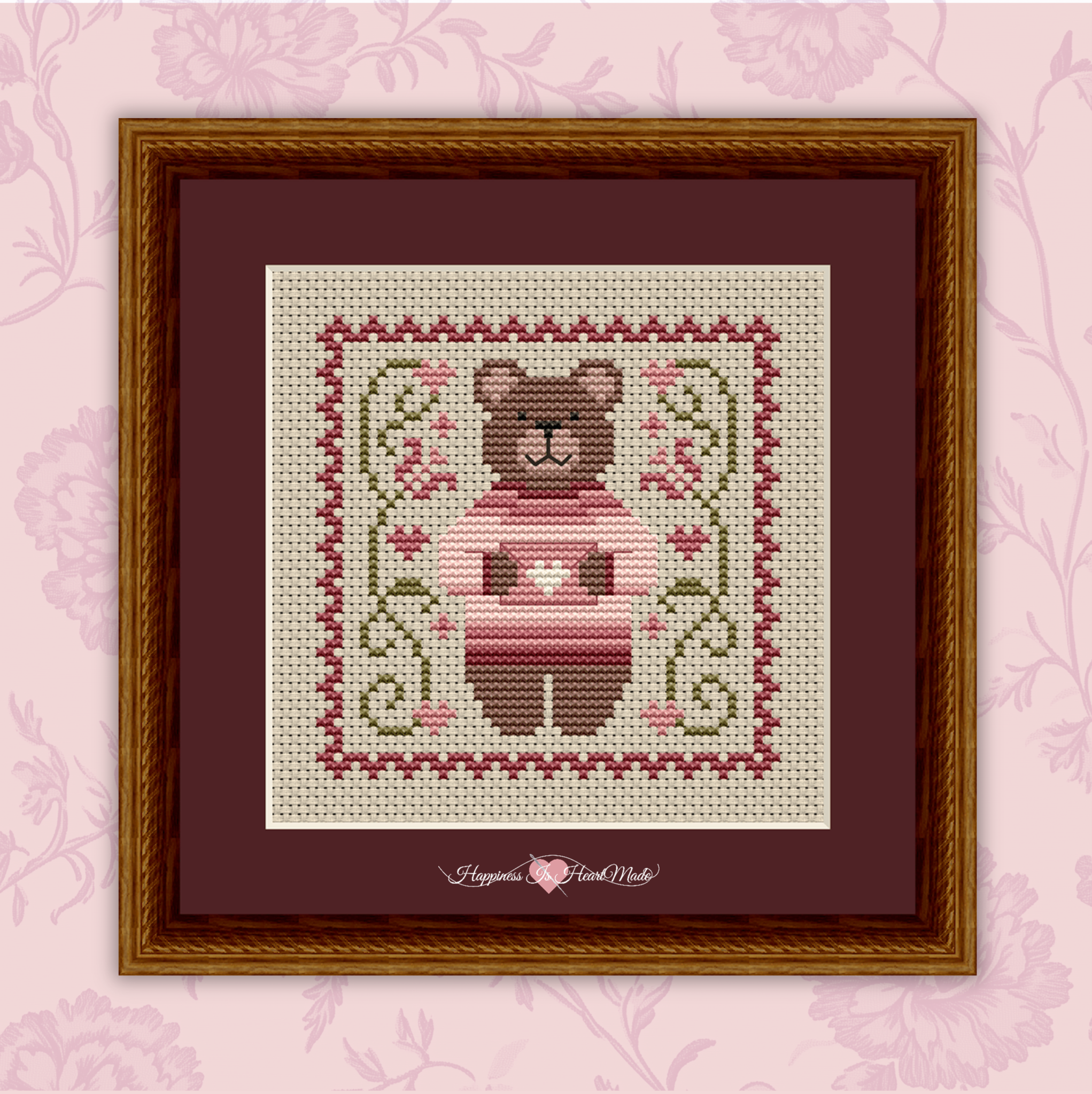 Sent With Love Teddy Bear Cross Stitch Pattern 7703 – Happiness Is ...